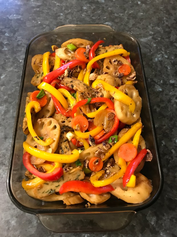 Sticky lotus root vegetables – helenscchin's Blog