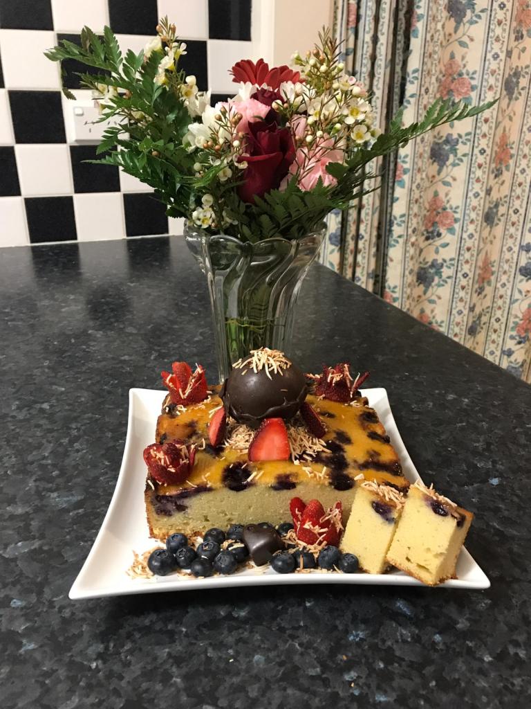 Blueberries cake with snitch and heart chocolate shredded coconut and ...
