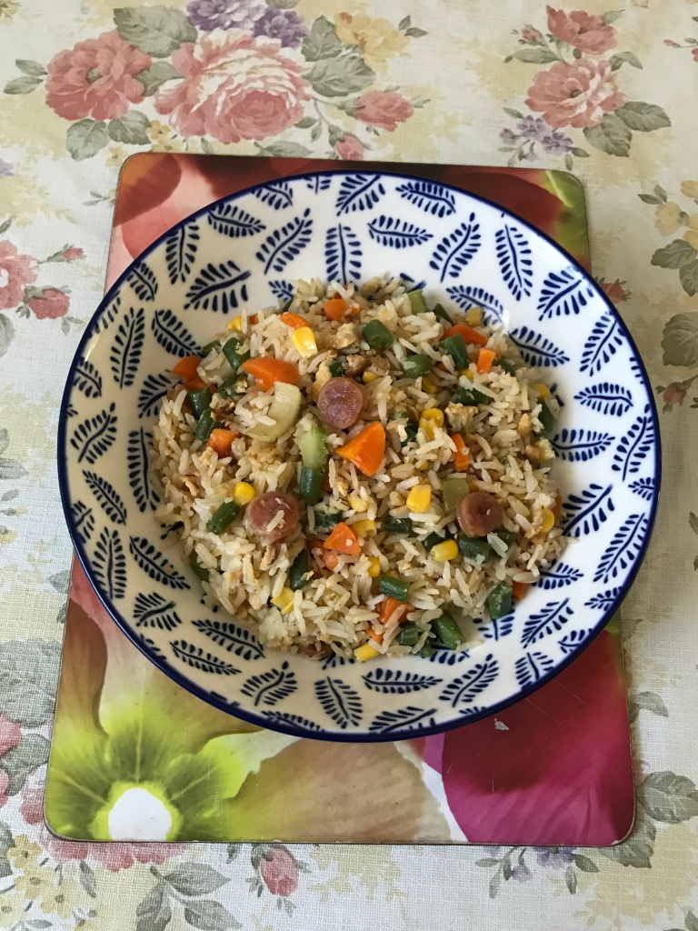 Fried rice vegetables with lup cheong – helenscchin's Blog