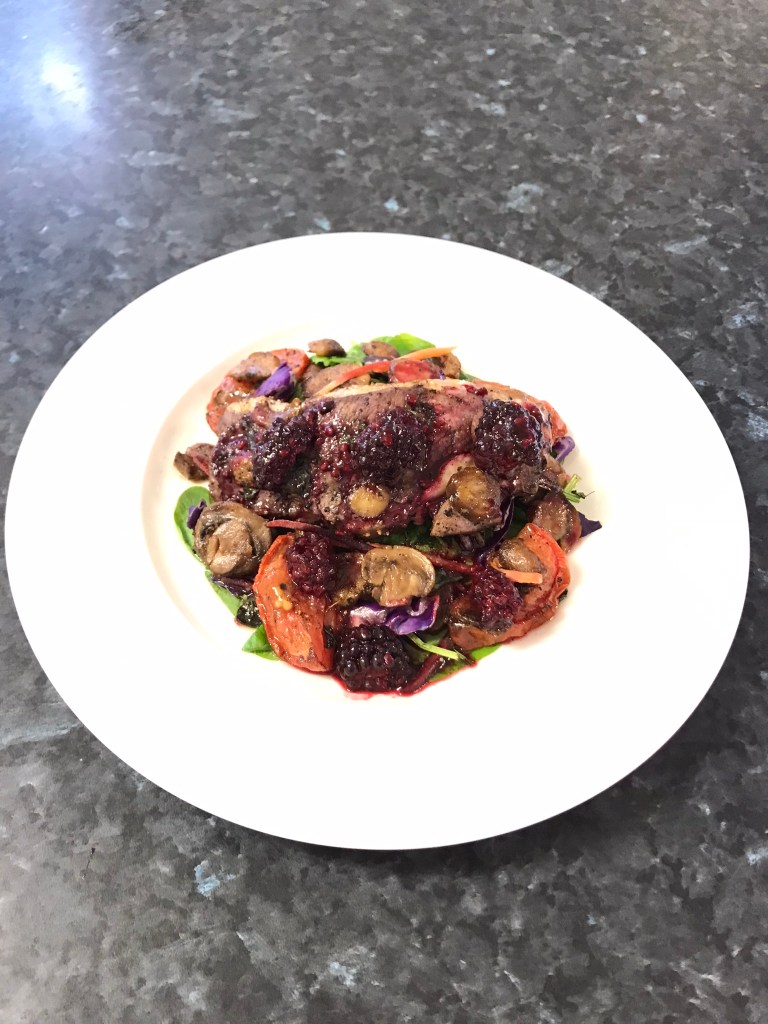 Grilled rump with blackberry red wine reduction – helenscchin's Blog