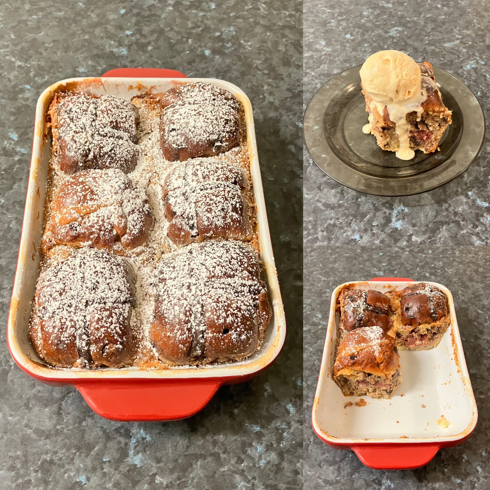 Hot cross bun strawberry bread and butter pudding – helenscchin's Blog