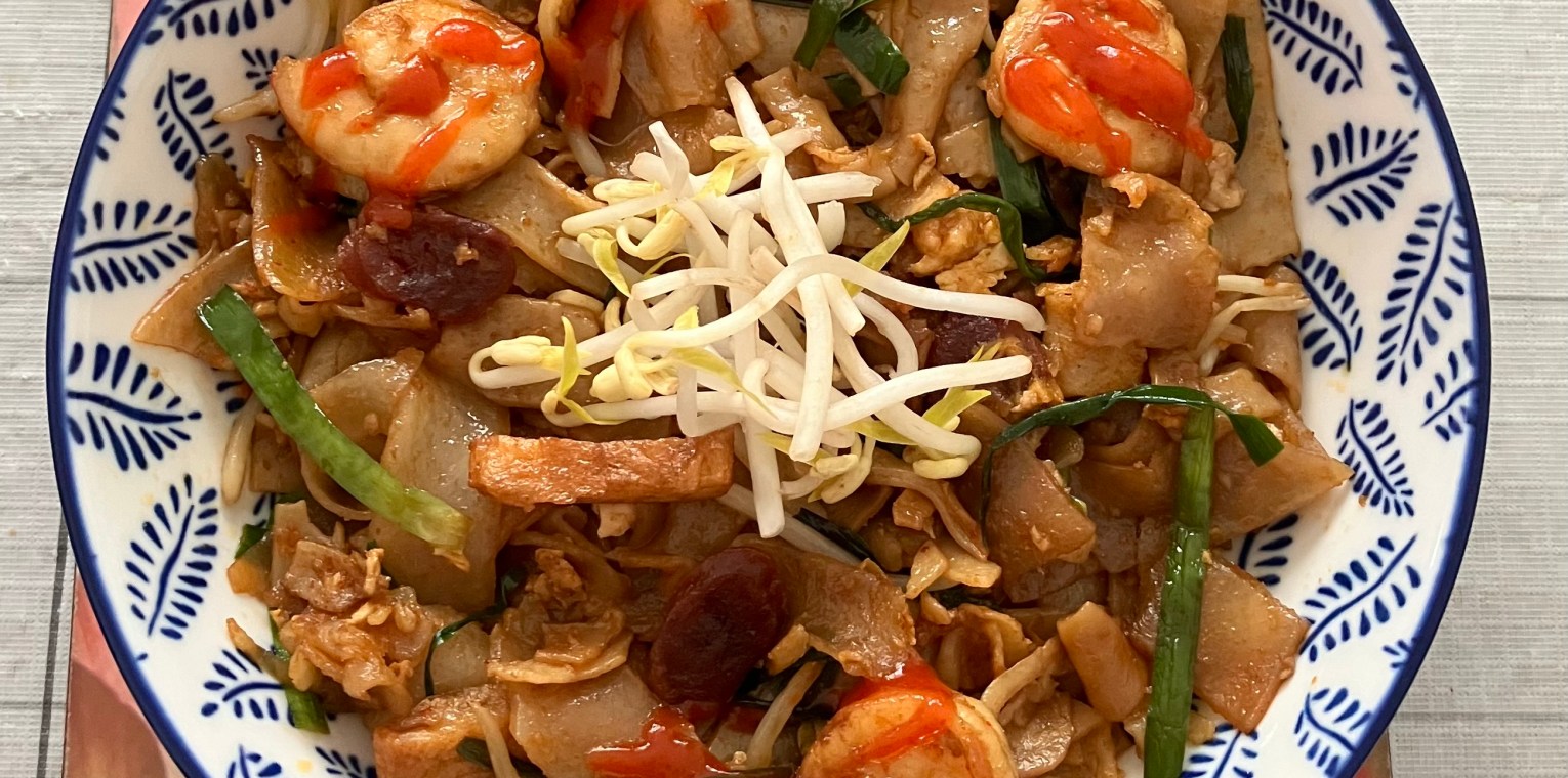 Penang char koay teow with fresh bean sprouts and extra chili sauce ...