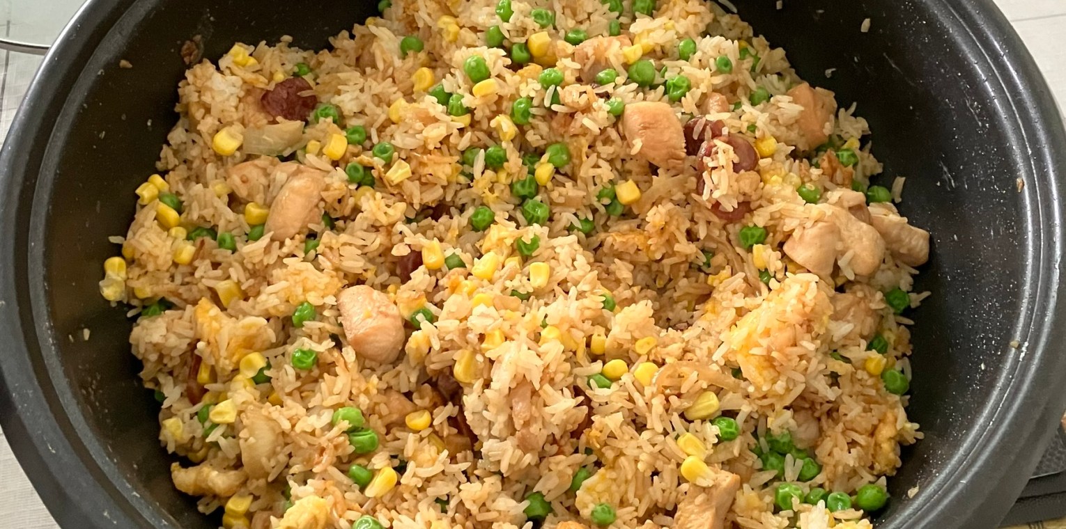 Oyster sauce chicken lup cheong mixed vegetables fried rice ...