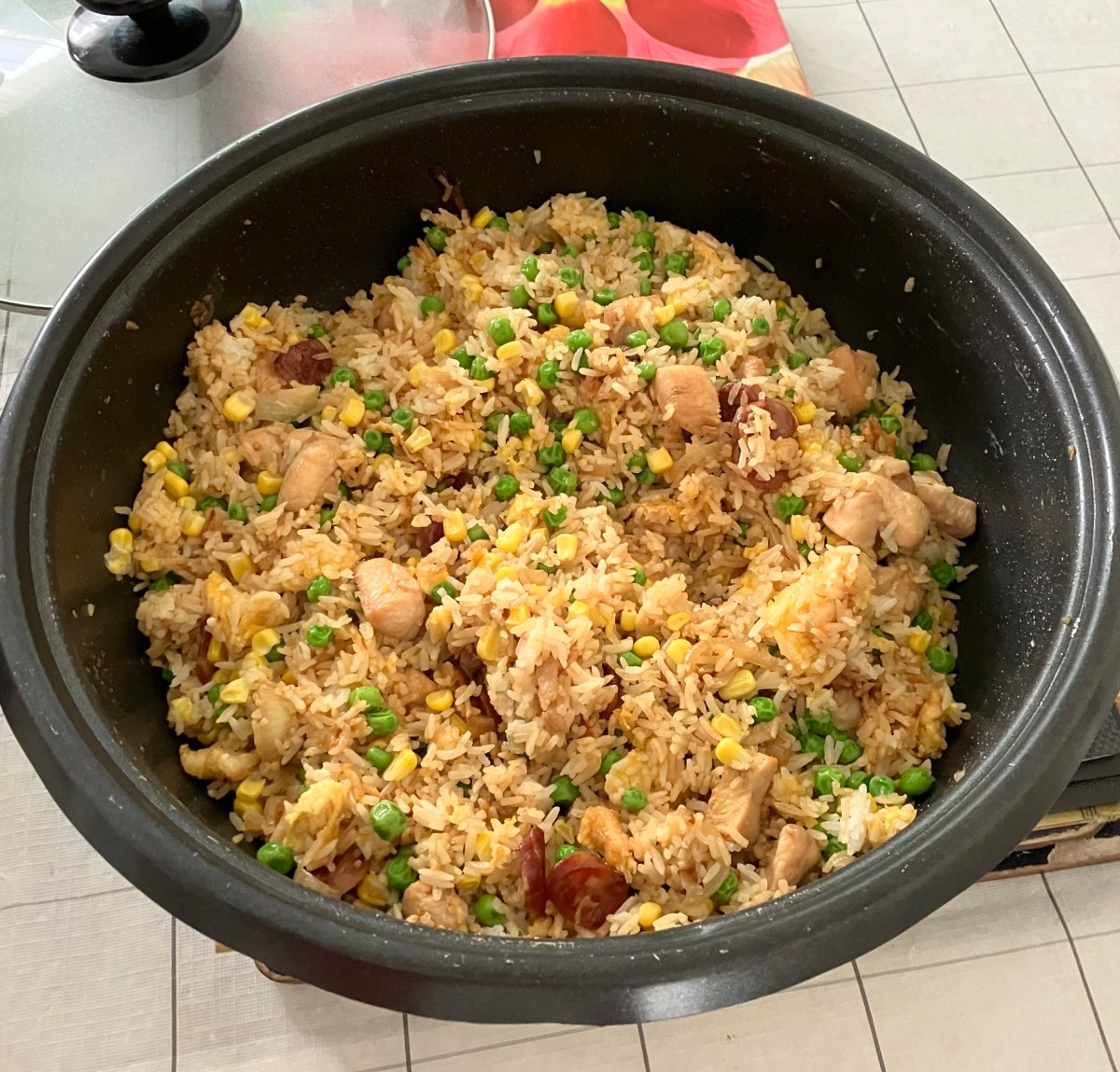 Oyster sauce chicken lup cheong mixed vegetables fried rice ...